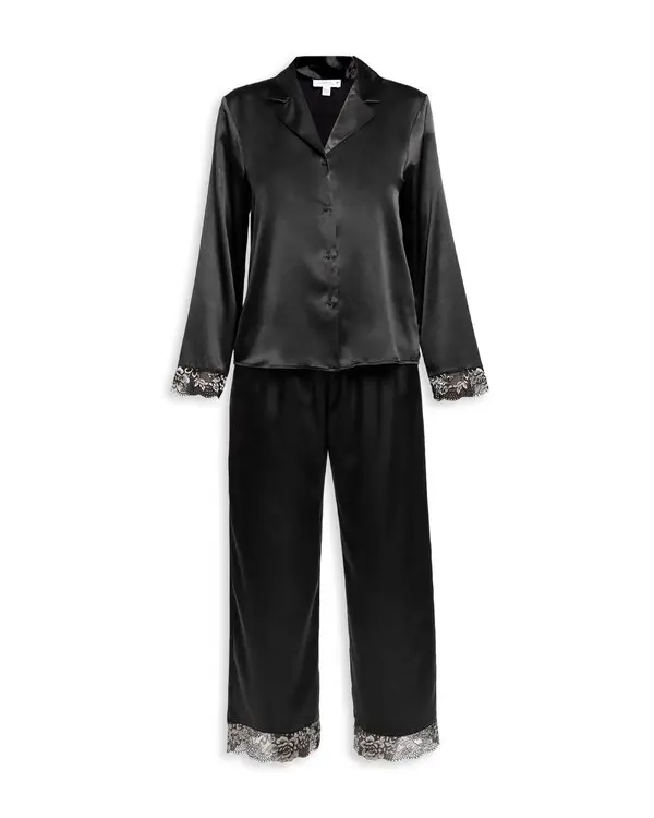 IN BLOOM BY JONQUIL Satin & Lace Pajama Set - Black