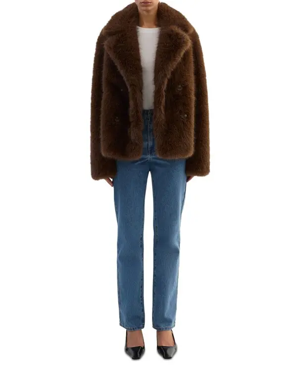 LAMARQUE Faux Fur Animal Print Jacket