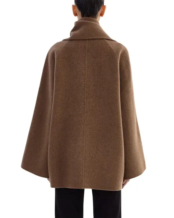 LAMARQUE Wool Scarf Coat - Heather Brown