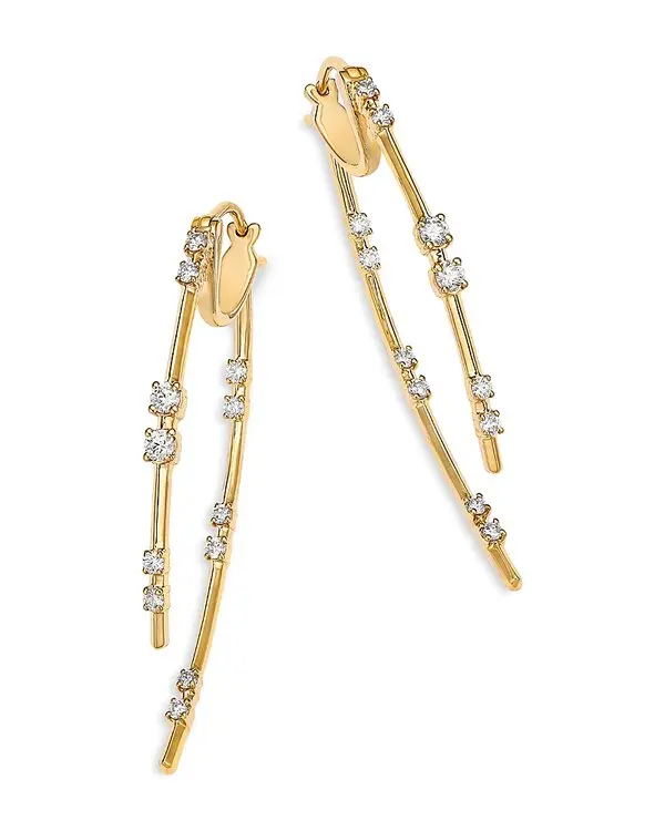 Bloomingdale'S Diamond And 14k Yellow Huggie Drop Earrings - Gold