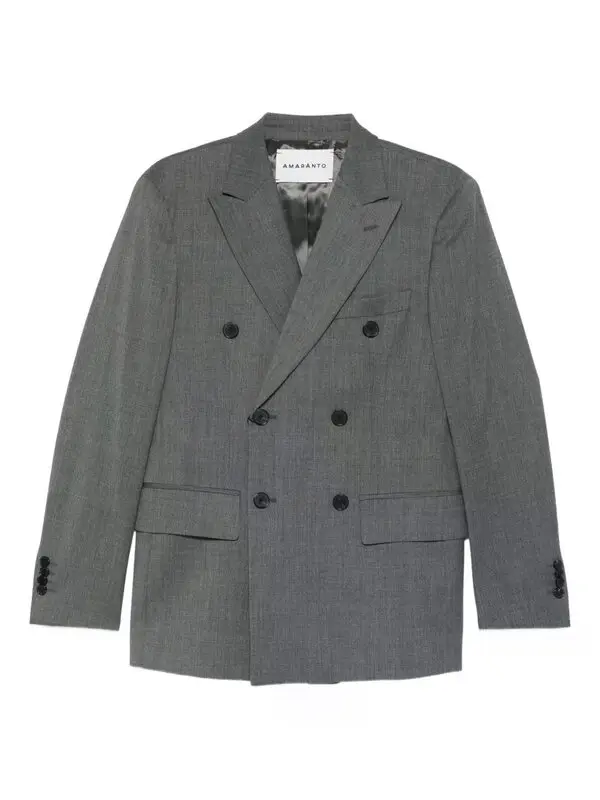 AMARANTO Double-breasted Blazer - Grey