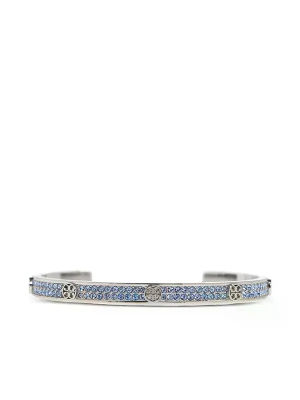 Tory Burch Rhinestone-embellished Logo Cuff Bracelet - Silver