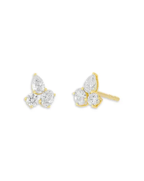 Ef Collection Diamond Stud Earrings - Gold