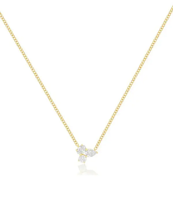 Ef Collection Diamond Mixed Cut Cluster Pendant Necklace - Gold