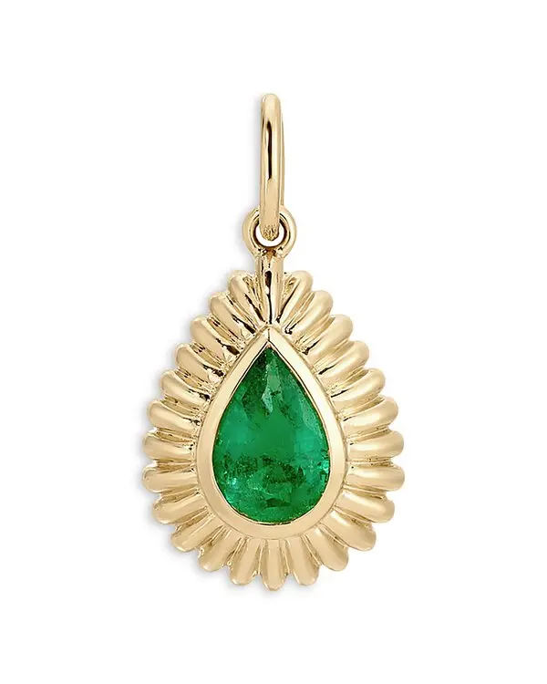 Ef Collection 14k Yellow Emerald Pear Pendant - Gold