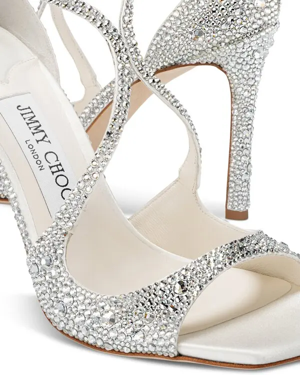 JIMMY CHOO Azia 95 Sandals - Ivory/crystal
