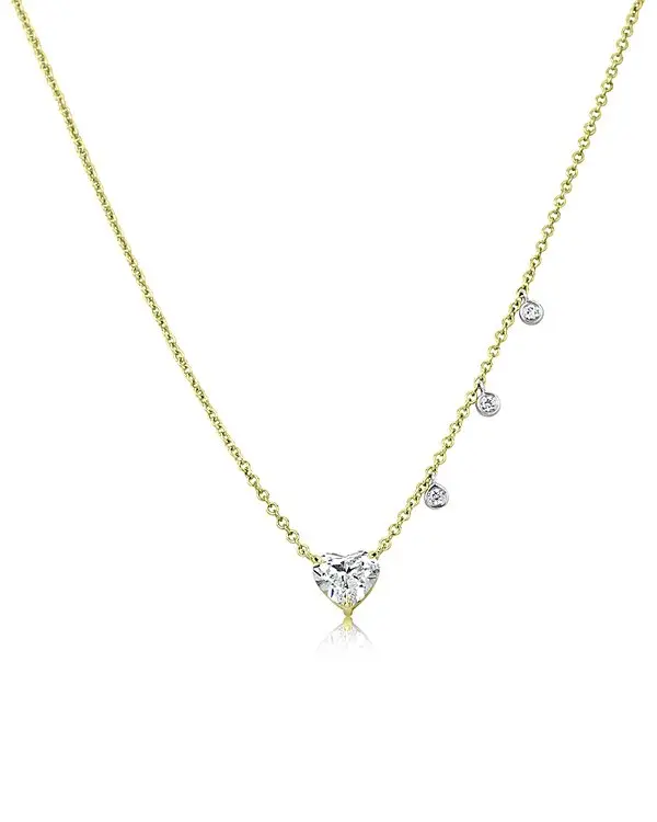 Meira T 14k Gold Lab Grown Diamond Heart Pendant Necklace - White/gold