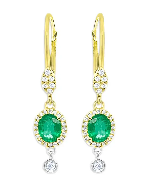 Meira T 14k White And Yellow Emerald And Diamond Drop Earrings - Gold