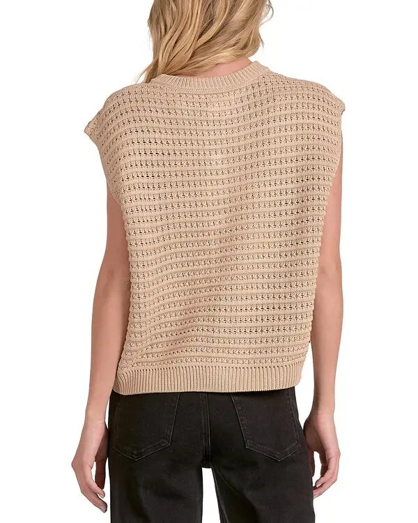 Elan Open Knit Sleeveless Cardigan - Taupe