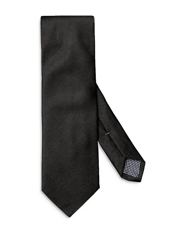 Eton Solid Silk Twill Neck Tie - Black