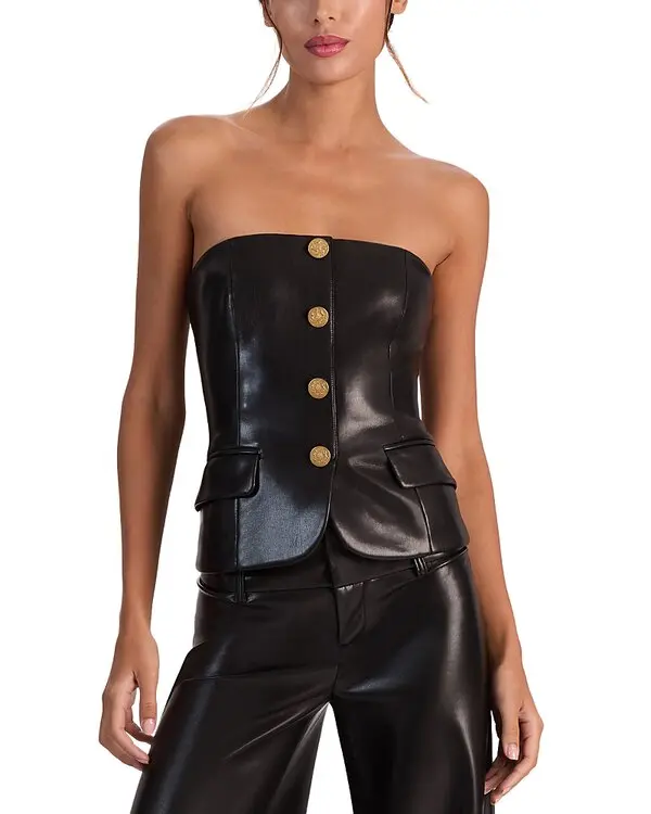 Alice + Olivia Madison Faux Leather Strapless Top