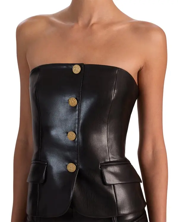 Alice + Olivia Madison Faux Leather Strapless Top