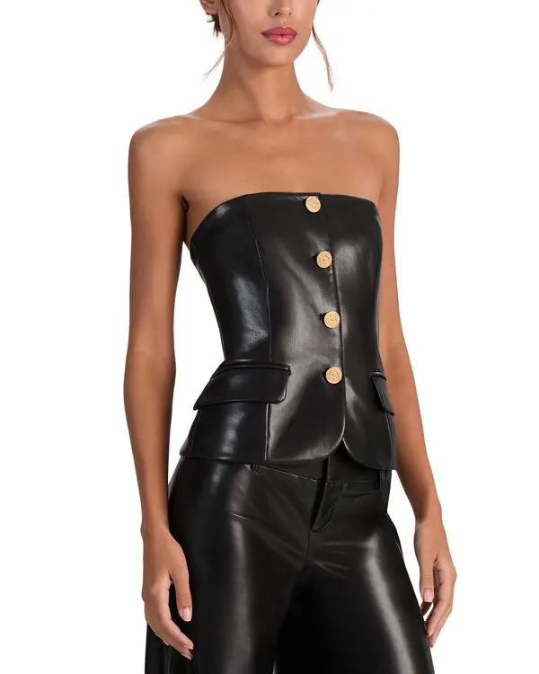 Alice + Olivia Madison Faux Leather Strapless Top