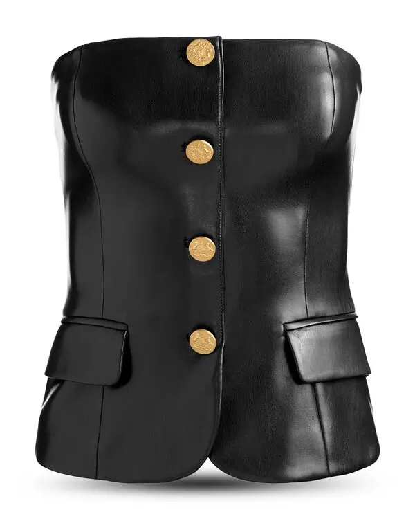 Alice + Olivia Madison Faux Leather Strapless Top