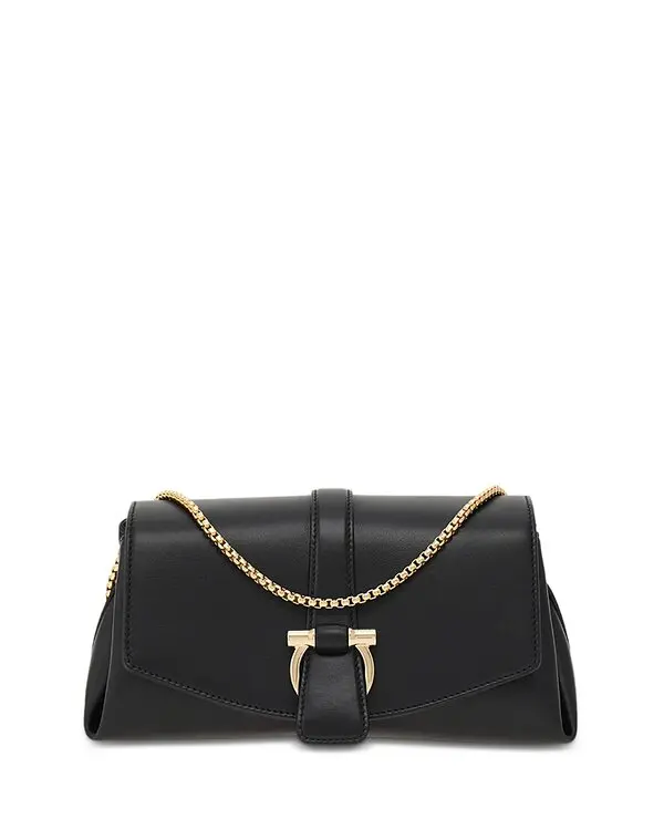 FERRAGAMO Small Leather Crossbody Bag With Silver Tone Hardware