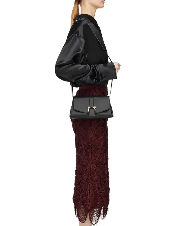 FERRAGAMO Small Leather Crossbody Bag With Silver Tone Hardware