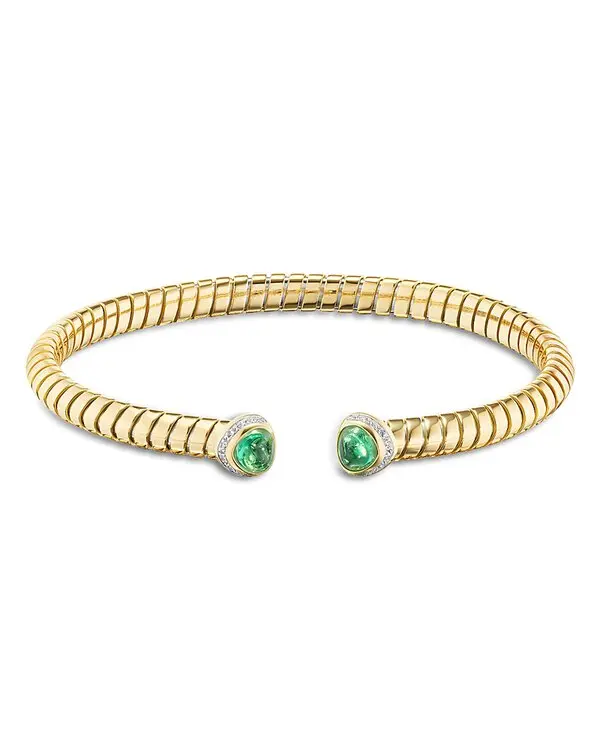 Marina B 18k Yellow Emerald And Diamond Cuff Bracelet - Gold