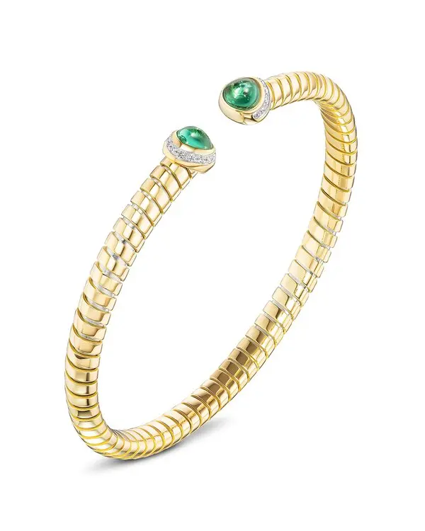 Marina B 18k Yellow Emerald And Diamond Cuff Bracelet