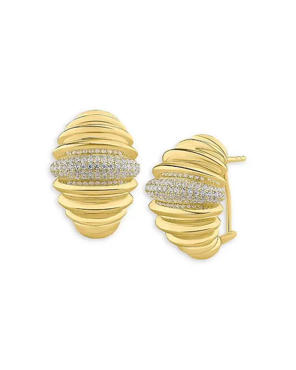 KENNETH JAY LANE Pave Textured Drop Earrings - Gold