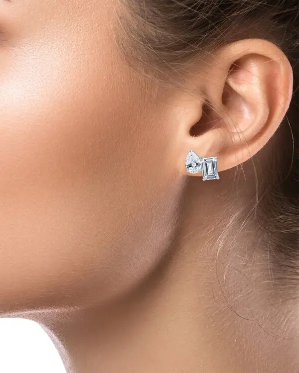 KENNETH JAY LANE Emerald Cut And Pear Shaped Stud Earrings