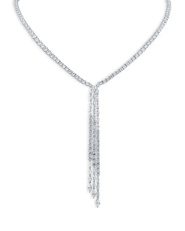 KENNETH JAY LANE Round & Marquise Cubic Zirconia Lariat Necklace - Silver