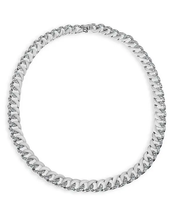 KENNETH JAY LANE Pave Chain Link Necklace - Silver