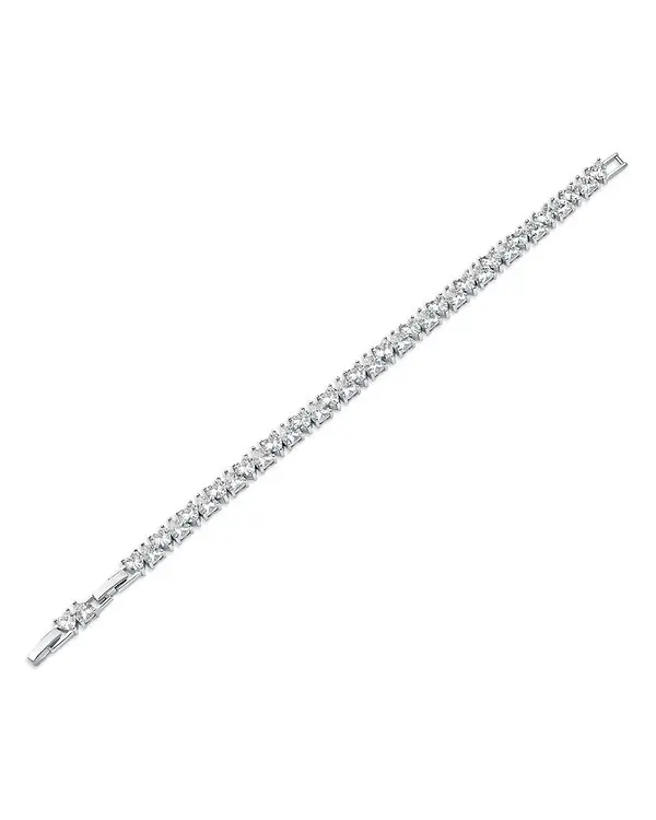 KENNETH JAY LANE Cubic Zirconia Heart Tennis Bracelet - Silver
