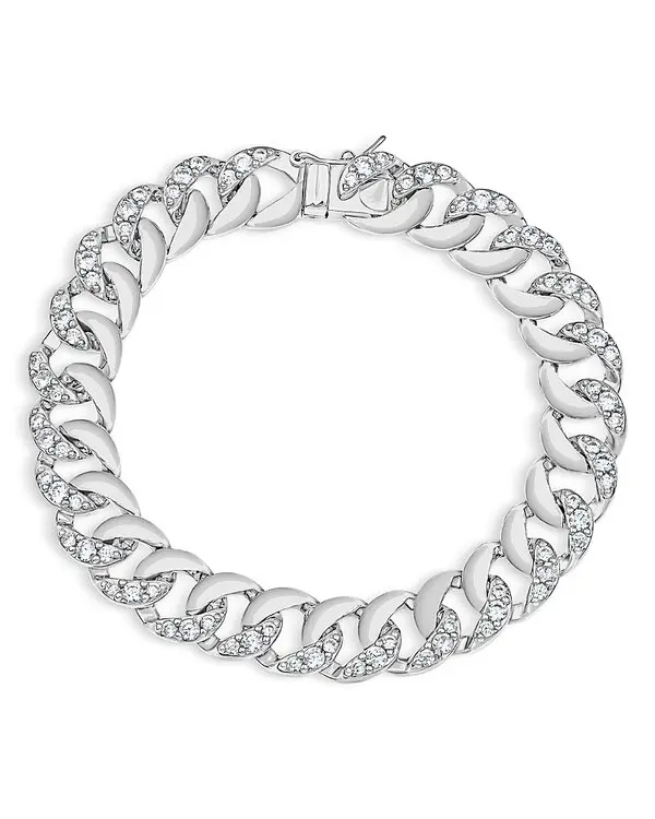 KENNETH JAY LANE Pave Chain Link Bracelet - Silver