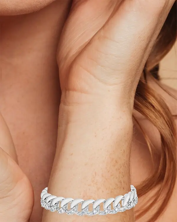 KENNETH JAY LANE Pave Chain Link Bracelet - Silver