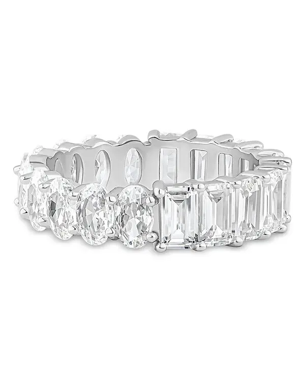 KENNETH JAY LANE Oval And Emerald Cut Cubic Zirconia Eternity Band Ring - Silver