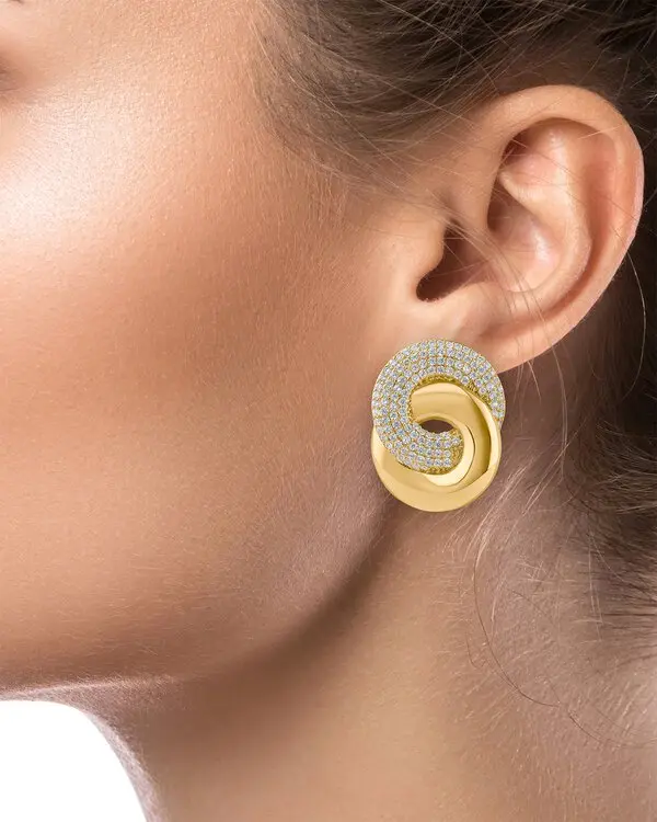KENNETH JAY LANE Pave Interlocking Loop Drop Earrings
