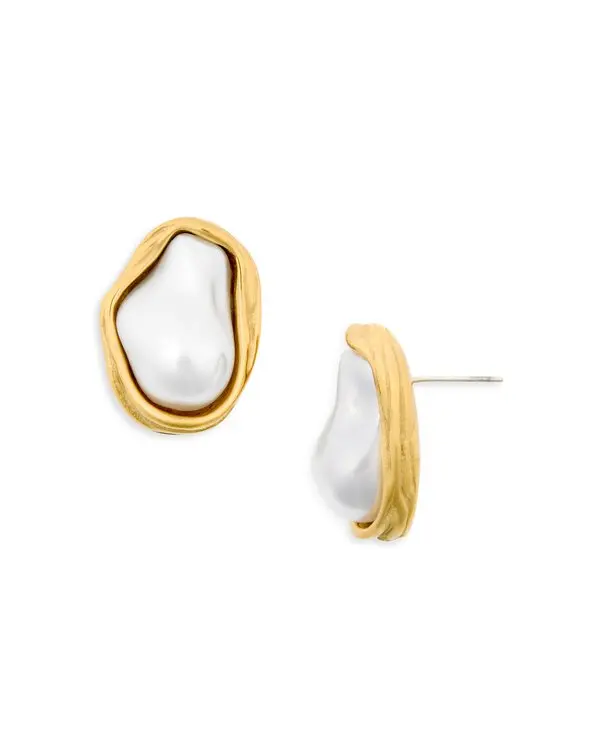 Aqua Orga Imitation Pearl Stud Earrings