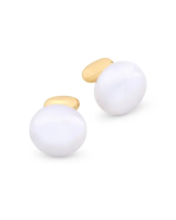Aqua Bar & Imitation Pearl Earrings - Gold