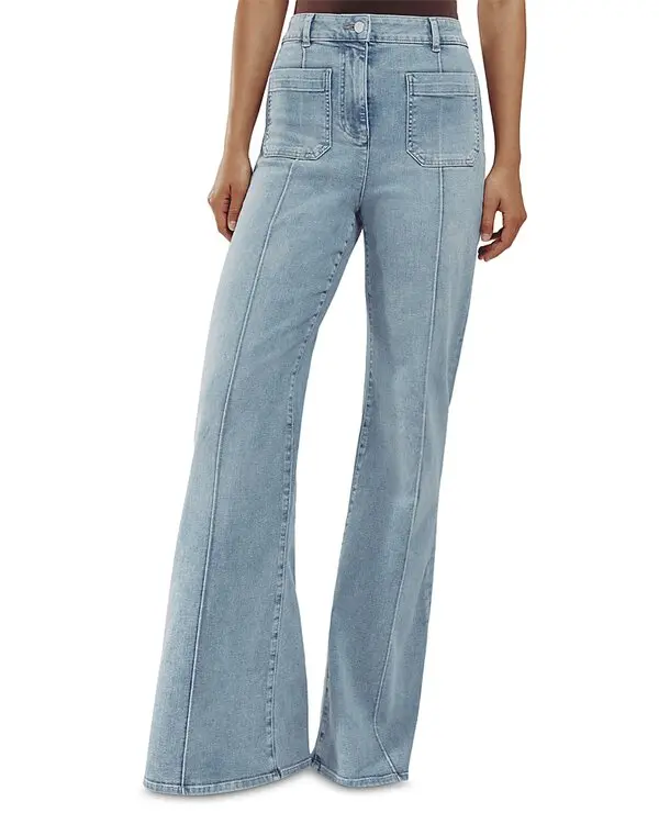 REISS Petite Sakura High-rise Flare Jeans - Light Blue