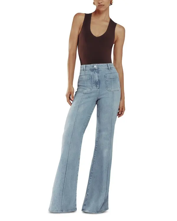 REISS Petite Sakura High-rise Flare Jeans - Light Blue