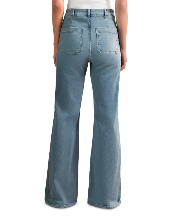 REISS Petite Sakura High-rise Flare Jeans - Light Blue