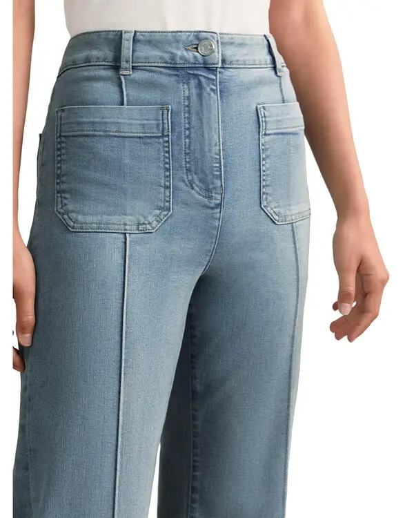 REISS Petite Sakura High-rise Flare Jeans - Light Blue