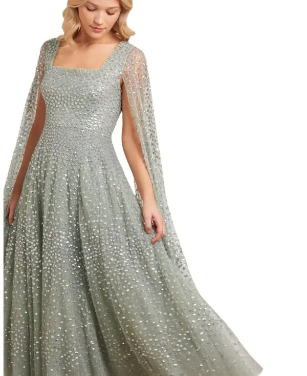 NEEDLE & THREAD Scatter Dot Cape Sleeve Ankle Gown - Laurel