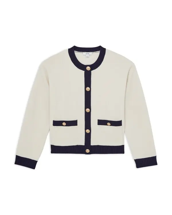 REISS Tipped Wool-cashmere Cardigan Sweater