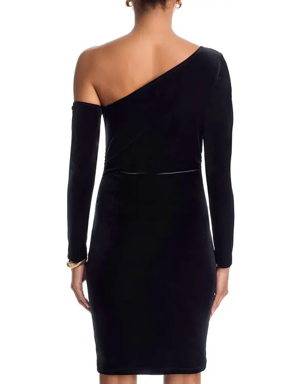 L'Agence Lynne Velvet One Shoulder Long Sleeve Dress