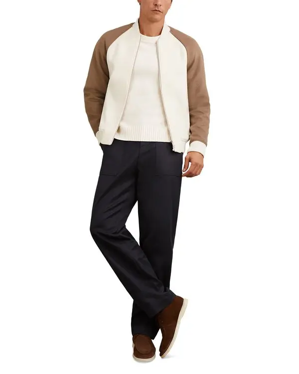 REISS Color Block Jacket - Off White/tan