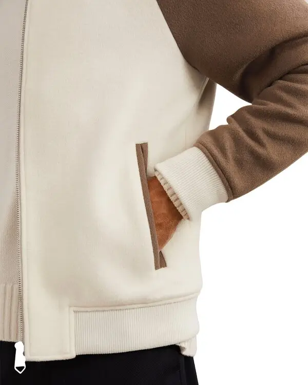 REISS Color Block Jacket - Off White/tan