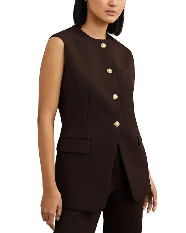 REISS Priya Waistcoat - Chocolate