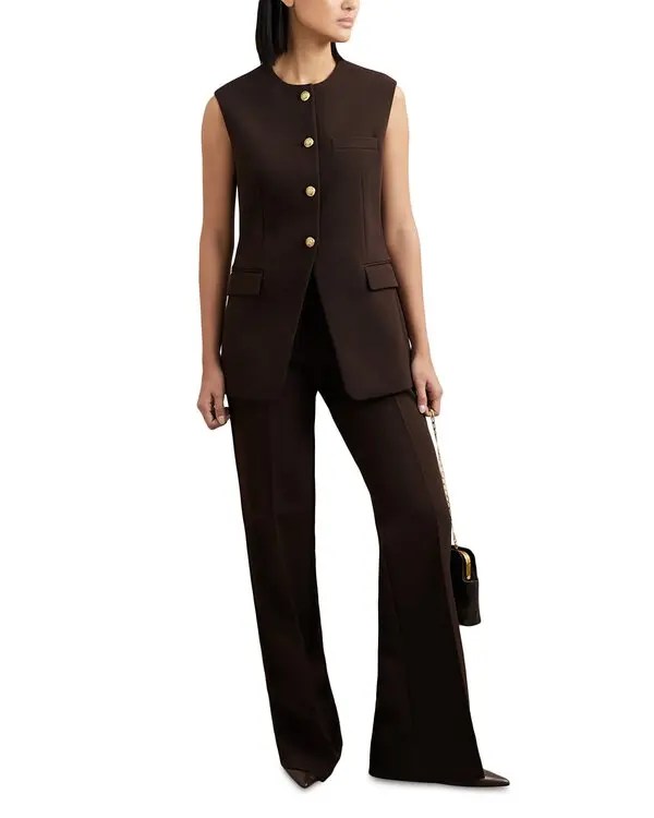 REISS Priya Waistcoat - Chocolate