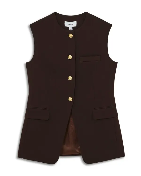 REISS Priya Waistcoat - Chocolate