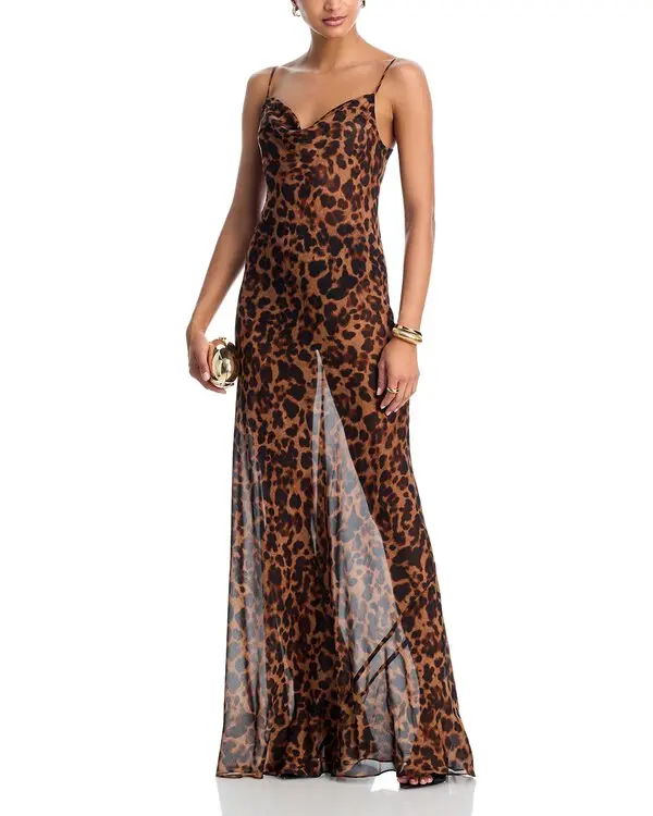 L'Agence Christine Silk Gown - Brown Multi - 60% Off | Editorialist