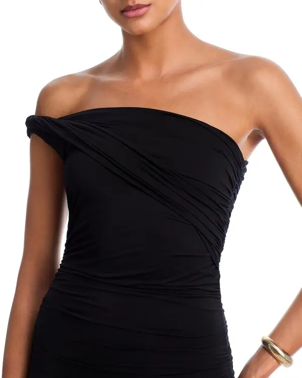 L'Agence Cheryl Shirred Midi Dress