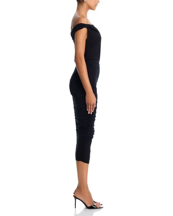 L'Agence Cheryl Shirred Midi Dress