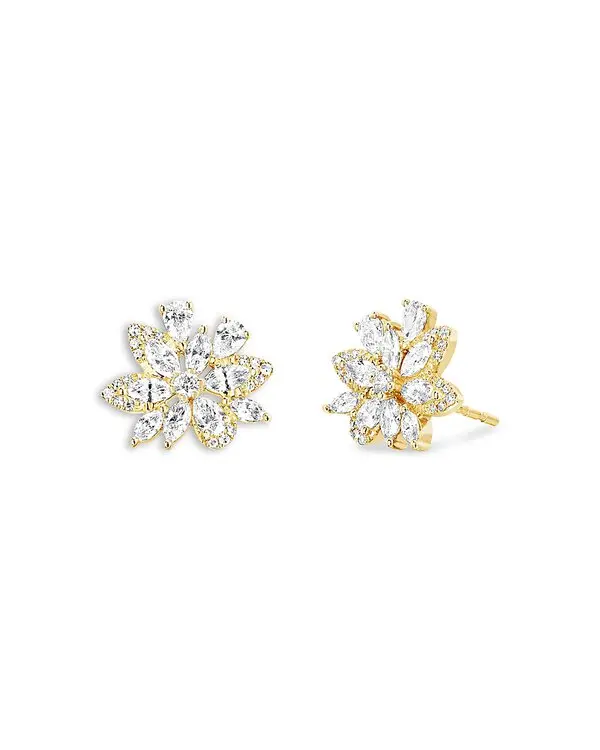 Ef Collection 14k Yellow Diamond Flower Stud Earrings - Gold