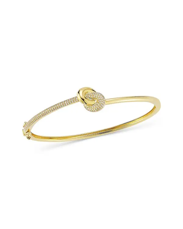 Ef Collection 14k Yellow Diamond Pave Knot Bangle - Gold